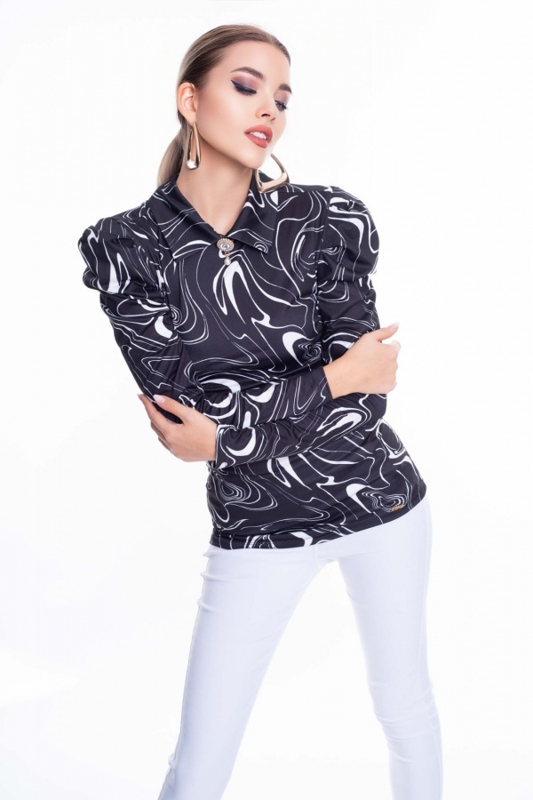 Mayo Chix - Glenda póló fekete-fehér mintás